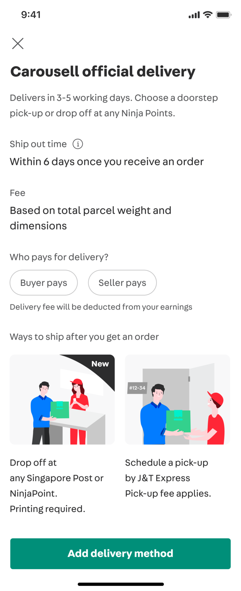 How to ship with Carousell Official Delivery - Singapore
